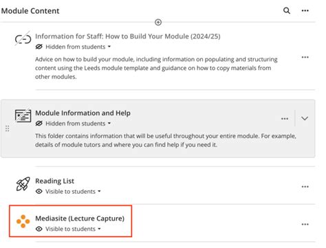 Module Lecture Capture In Minerva Staff Guide Digital Education Systems Help