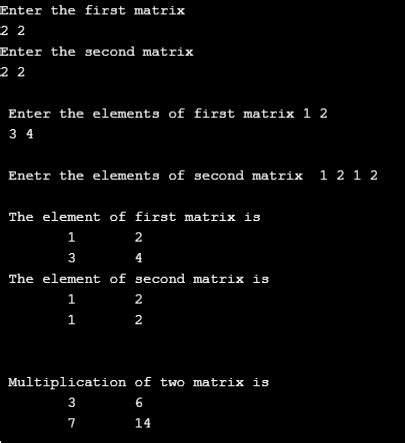 C Programming Matrix Multiplication C Program For Matrix Manipulation