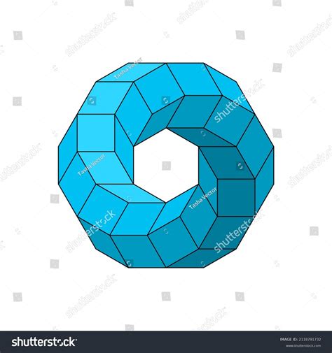 Impossible Toroidal Polyhedron Blue Impossible Infinite Stock Vector