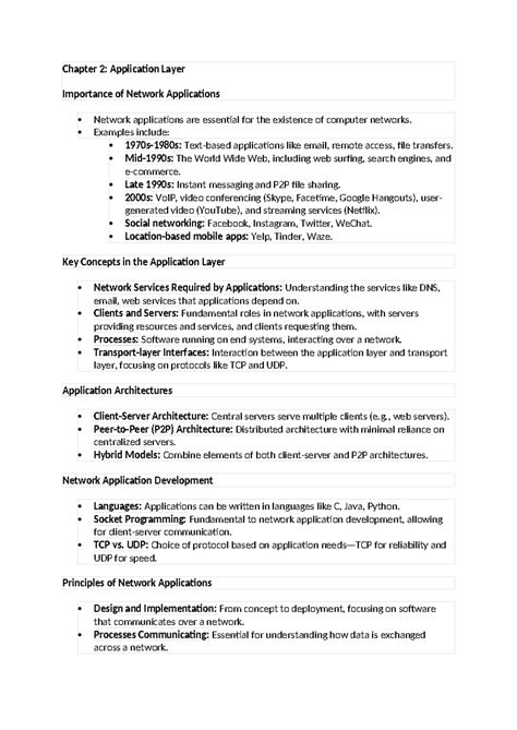 Application Transport And Network Layer Notes Chapter 2 Application Layer Importance Of