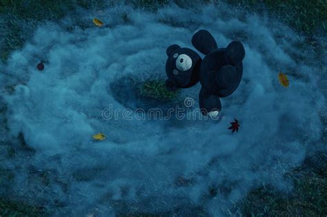 Rising Teddy Bear With Ground Swirl At Night Stock Illustration