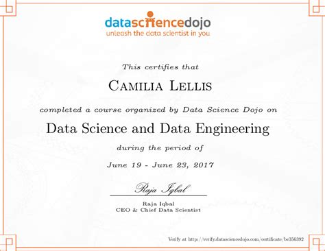 Camilia Lellis S Certificate Data Science Dojo