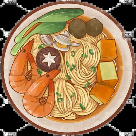 手绘 面类美食元素贴纸3素材 花瓣网
