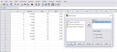 Sort Data Using Spss Data Analysis Using Spss Part 4 Statistical Aid