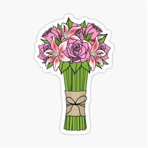 Bouquet Of Flowers Sticker For Sale By Katsprintbtq Redbubble