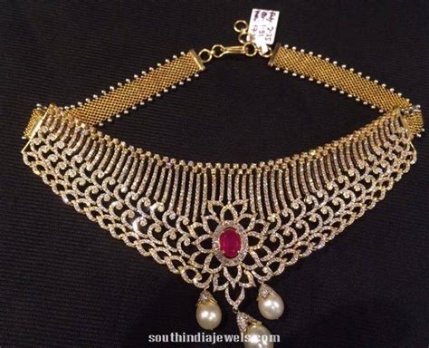Grand Diamond Choker Necklace From PSJ South India Jewels