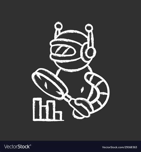 Monitoring Bot Chalk Icon Monitor Websites Uptime Vector Image