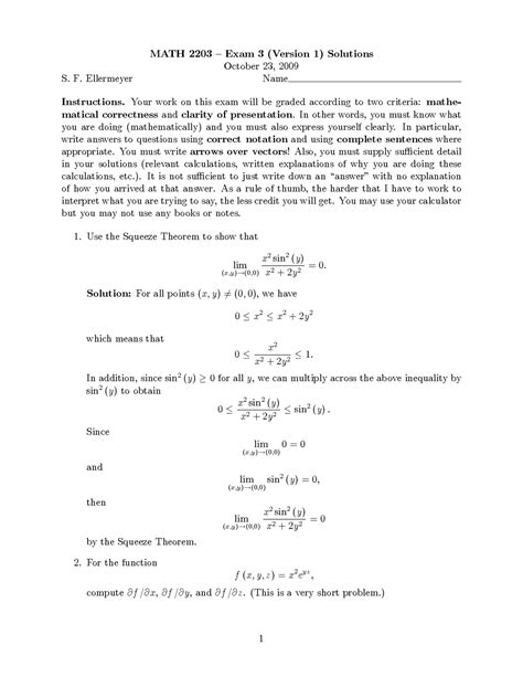 6 solved questions on squeeze theorem exam 3 math 2203 docsity