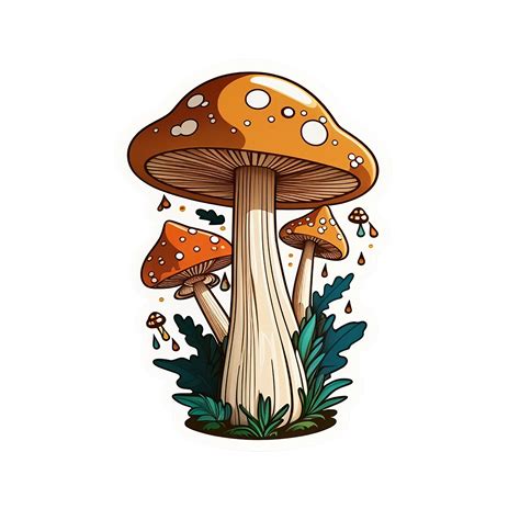 Groovy Magic Mushroom Design Earthy Tones Sticker 24725161 Png