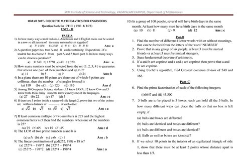 Question Bank For CT II SRM Institute Of Science And Technology
