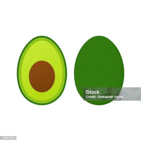 신선한 과일 아보카도 현실적인 벡터 아보카도 그림입니다 전체와 아보카도를 잘라 개체 그룹에 대한 스톡 벡터 아트 및 기타 이미지 개체 그룹 건강한 생활방식 건강한