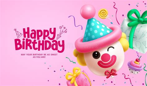 Happy Birthday Clown Balloons Vector Design Happy Birthday Greeting