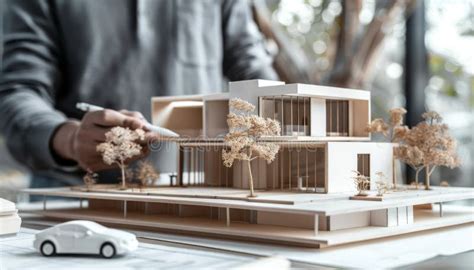 Architect Creating Architectural Sketches And Blueprints For