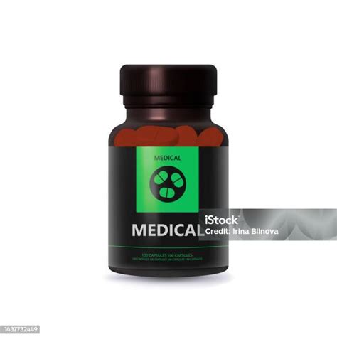 흰색 배경에 태블릿 플라스틱 용기 은행 포장 레이블의 레이아웃입니다 비타민에 대한 스톡 벡터 아트 및 기타 이미지 비타민 3차원 형태 영양제 Istock