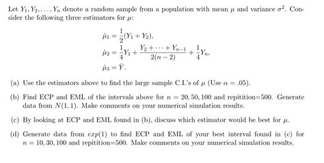 let yı y2 yn denote a random sample from a