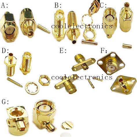 5pcs Brass Sma Rp Sma Male Female 2 Hole 4 Hole Flange Mount Right