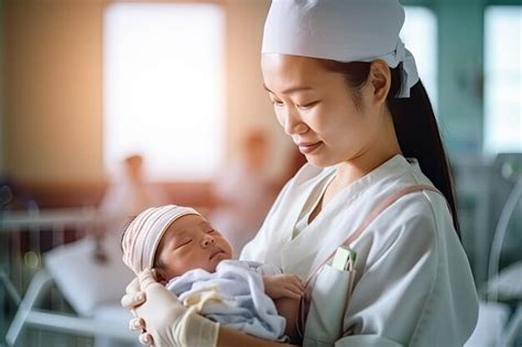 Premium Photo Cute Asian Female Doctor Or Nurse Is Holding Small