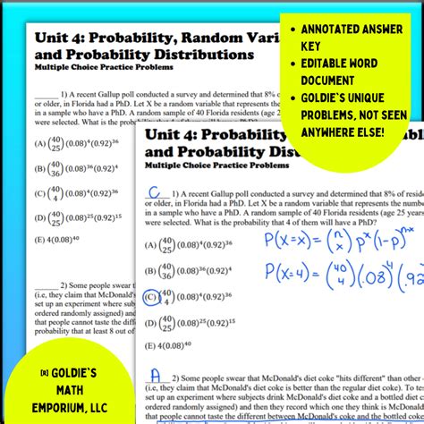 goldie s ap® statistics multiple choice questions bundle goldie s