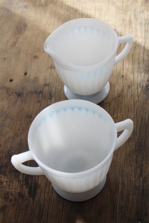 Macbeth Evans Monax White Opalescent Glass Vintage Petalware