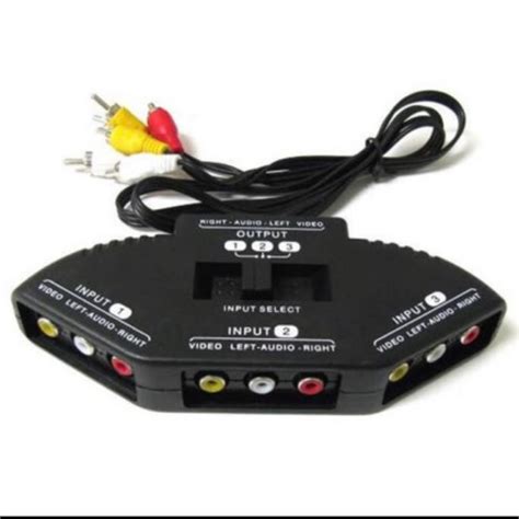 Jual Av Selector 3 In 1 Rca Switch Box Cabang Kabel Rca Av Selector 3 Input 1 Output