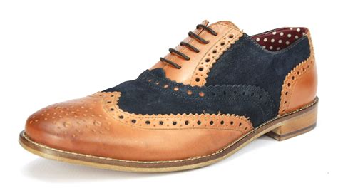 London Brogues Mens Leather Lace Up Wingtip Formal Gatsby Evening
