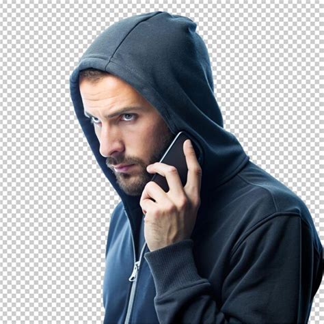 Side View Of Male Hacker Talking On Smartphone Premium AI Generated PSD