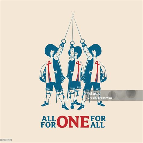 Tous Pour Un Pour Tous Lillustration Vectorielle Des Trois