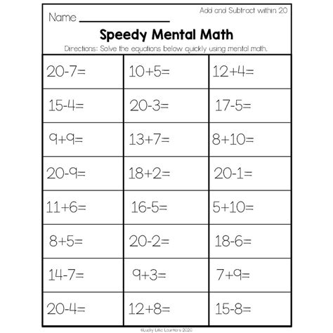 2nd Grade Math Worksheets Operations And Algebraic Thinking Add And Subtract Within 20