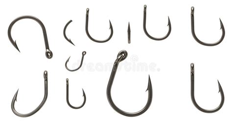 Fishing Hooks Assortment On A White Background Stock Illustration