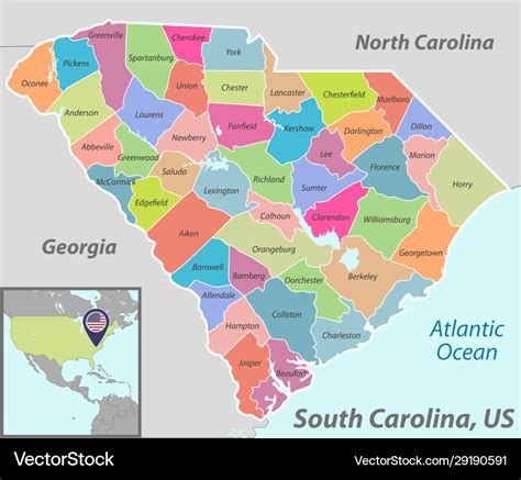 Map Of South Carolina Usa Tony Aigneis