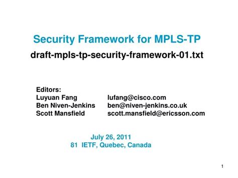 ppt security framework for mpls tp draft mpls tp security framework