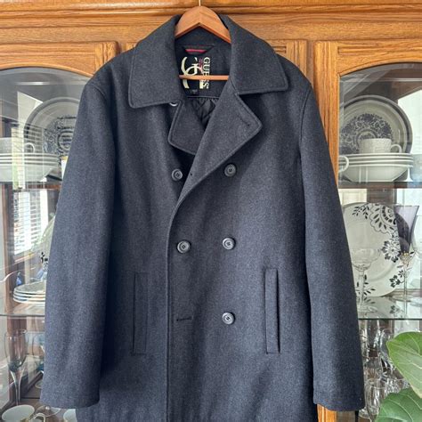 Vintage Guess Wool Coat Woolcoat Withtags Navy Depop
