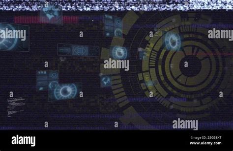 animation of data processing and scan scope over globe on dark