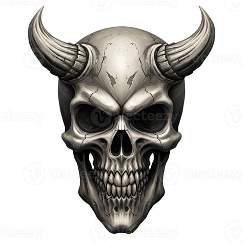 Intimidating Demon Skull With Cracked Texture And Sharp Horns A Symbol