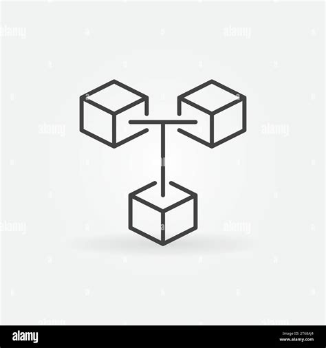 Blockchain Outline Vector Concept Icon 3 Connected Blocks Block