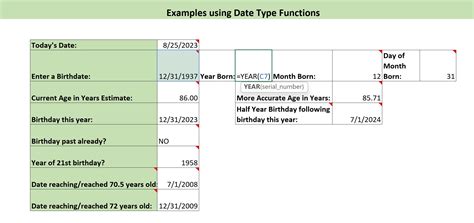 Year Month And Day Function Examples Excel Intuition