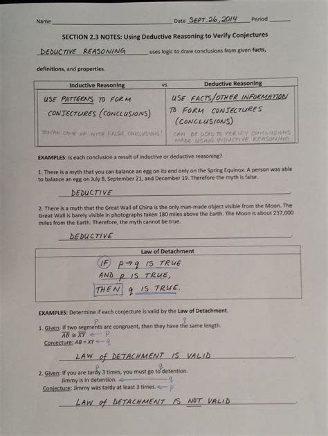 Inductive And Deductive Reasoning Worksheet