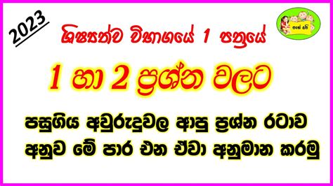 ශිෂ්‍යත්ව විභාගය 2023 1 ප්‍රශ්න පත්‍රයට අනුමාන 25ක් Grade 5