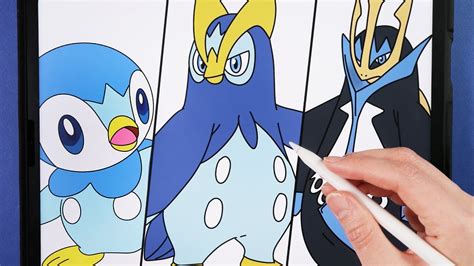 포켓몬 그리기 How To Draw Pokemon Piplup Evolution Prinplup Empoleon
