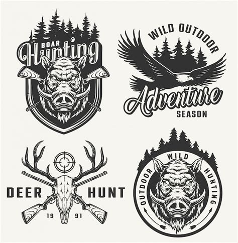Insignes De Club De Chasse Vintage Vecteur Gratuite