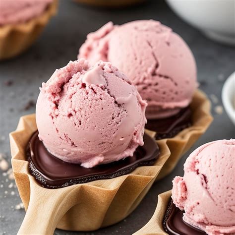Premium Ai Image Berry Vanilla And Chocolate Ice Cream Scoops