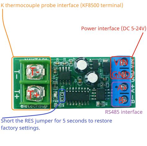 Modbus Rs485 Rtu Thermokoppel K Type Temperatuur Sensor Uitlezing 0 Tot 1024 Graden N4kta01