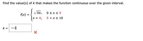 Solved Find The Values ﻿of K ﻿that Makes The Function