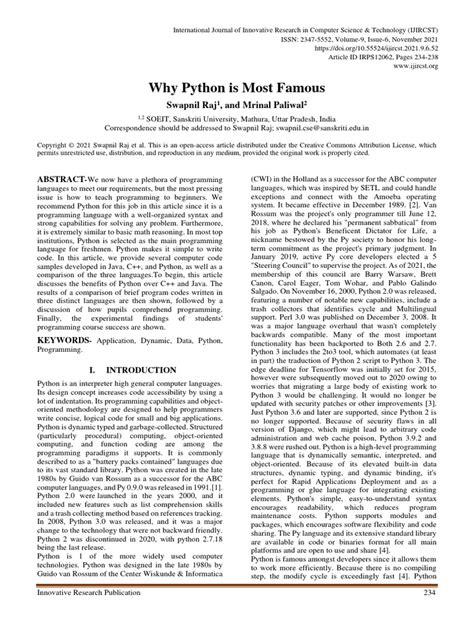 Whypythonismostfamous Pdf Python Programming Language
