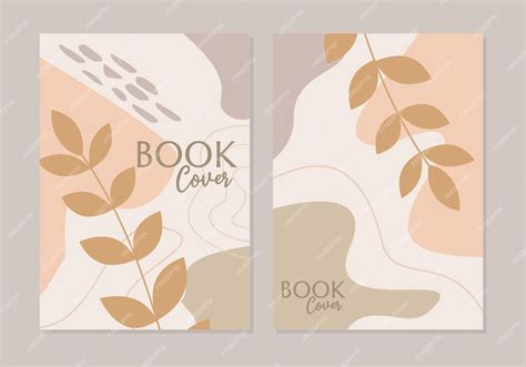 Premium Vector Botanical Book Cover Vector Set Boho Foliage Line Art