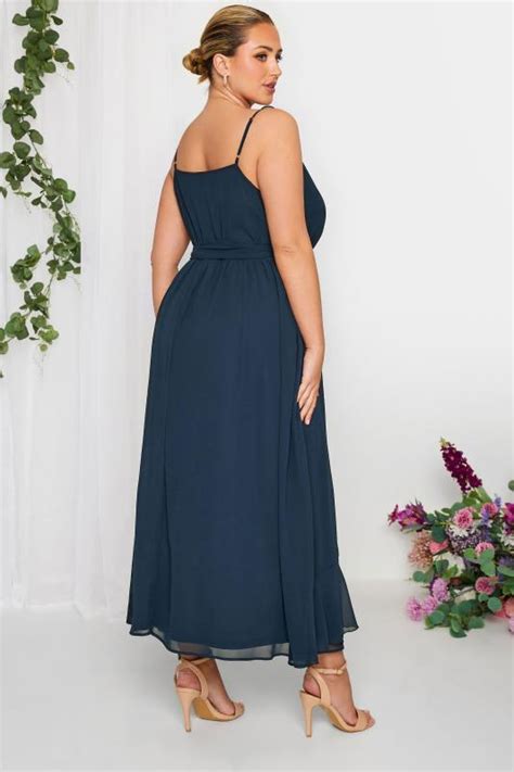 Yours London Plus Size Navy Blue Ruffle Wrap Dress Yours Clothing