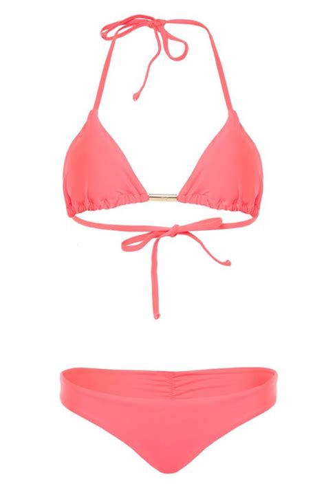 Traje De Baño Bikini Bronceador Básico Neón Pink Oleaje Swimwear