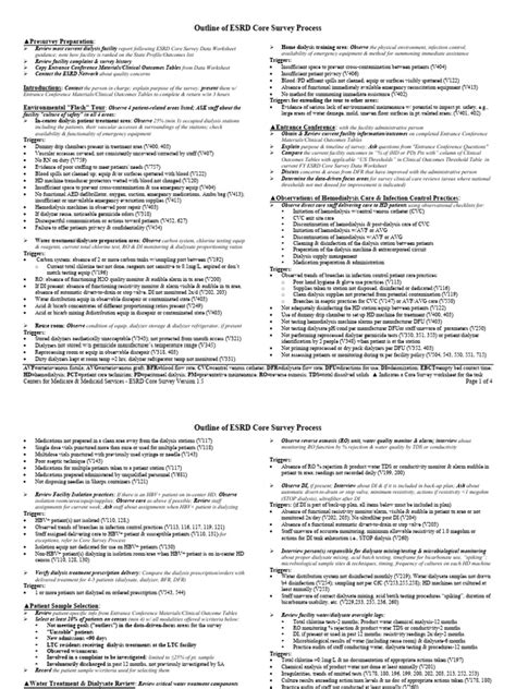 01 Outline Esrd Core Survey Process 15 Yellow 508 Pdf Hemodialysis Medicine
