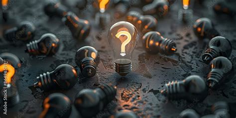Question Marks And Light Bulb Symbolize Problemsolving Creativity And