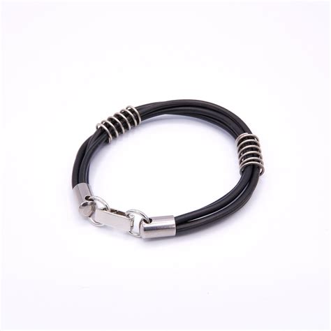 Pulsera Gruesa De Cable Multihilo Y Muelles Con Cierre De Pato En Acero